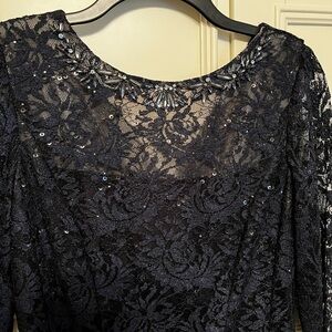 Tahari ASL | Dresses | Elegant Navy Lace Formal Evening Gown Mother Of ...